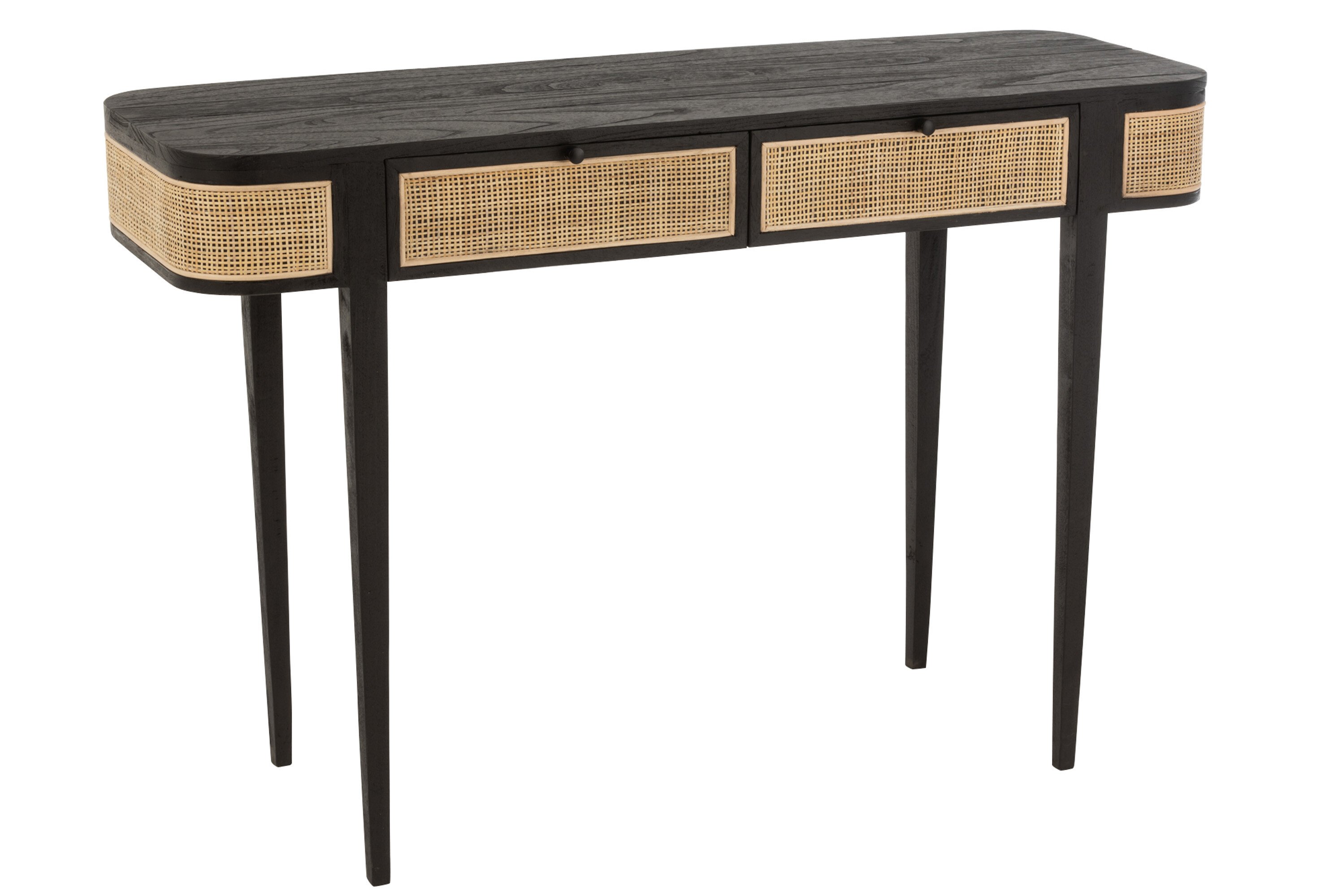 Console moderne en bois noir et rotin SAVANA - 3480