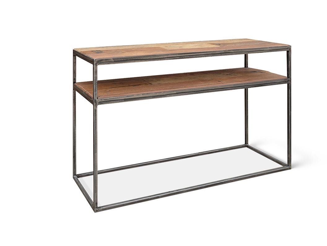 Table console industrielle 110cm bois et métal ALBY - 3274